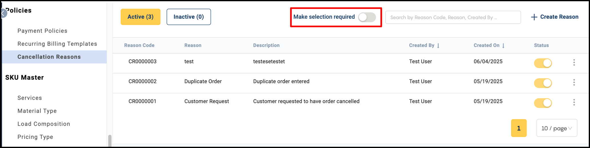Cancellation Reasons