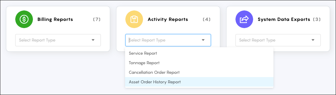 Asset Order History Report