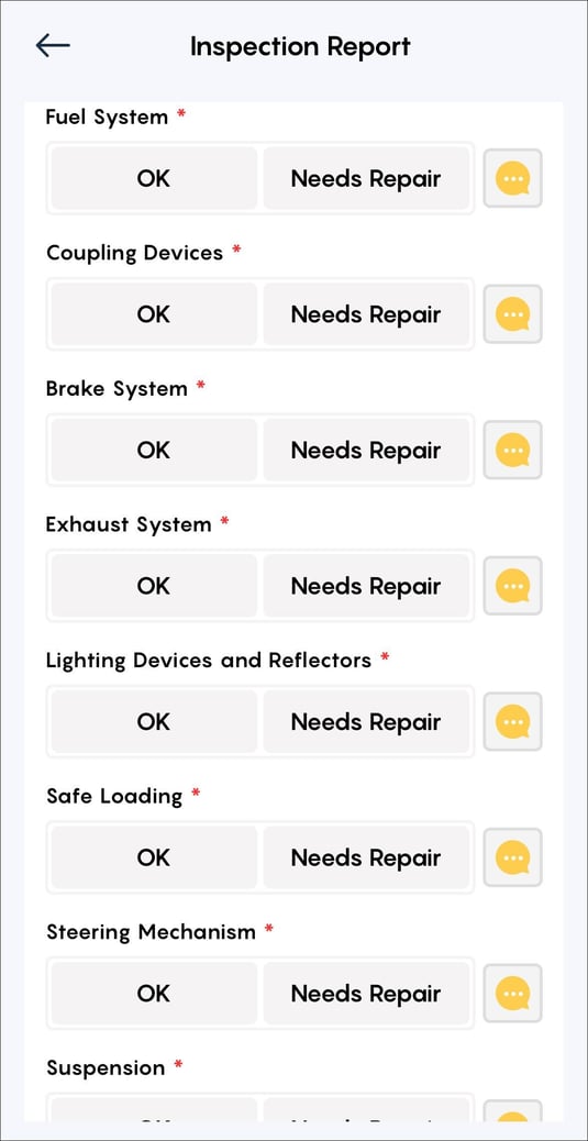 Driver Inspection Report