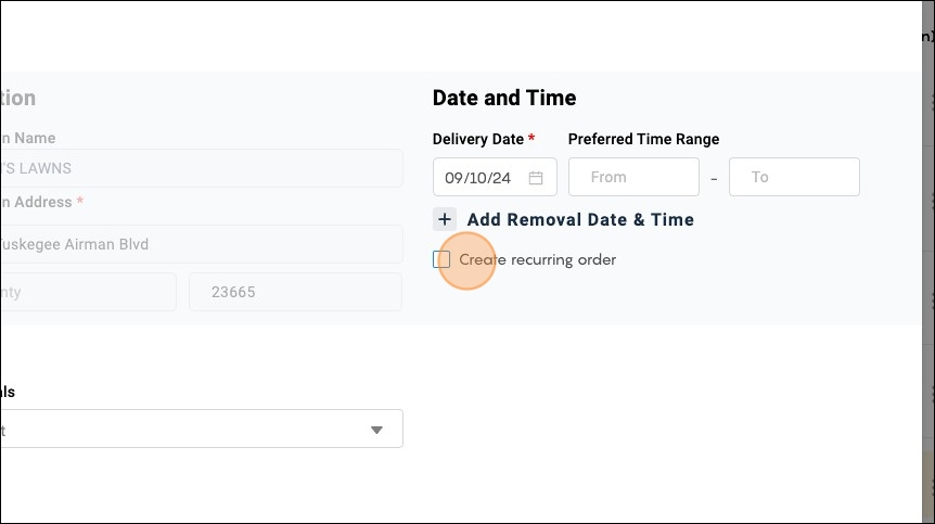 Recurring Orders (Dumpster & Live Load)