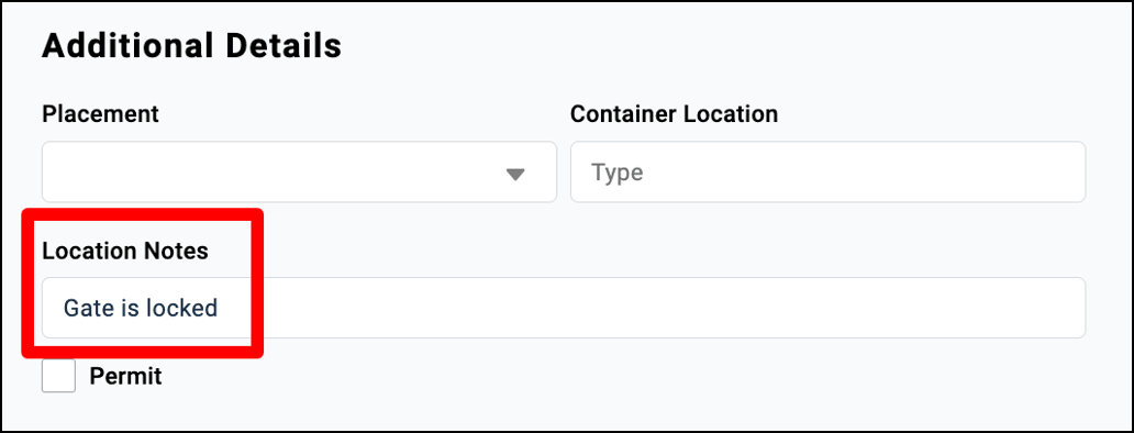 Special Instructions, Location Notes, and Other Note Fields